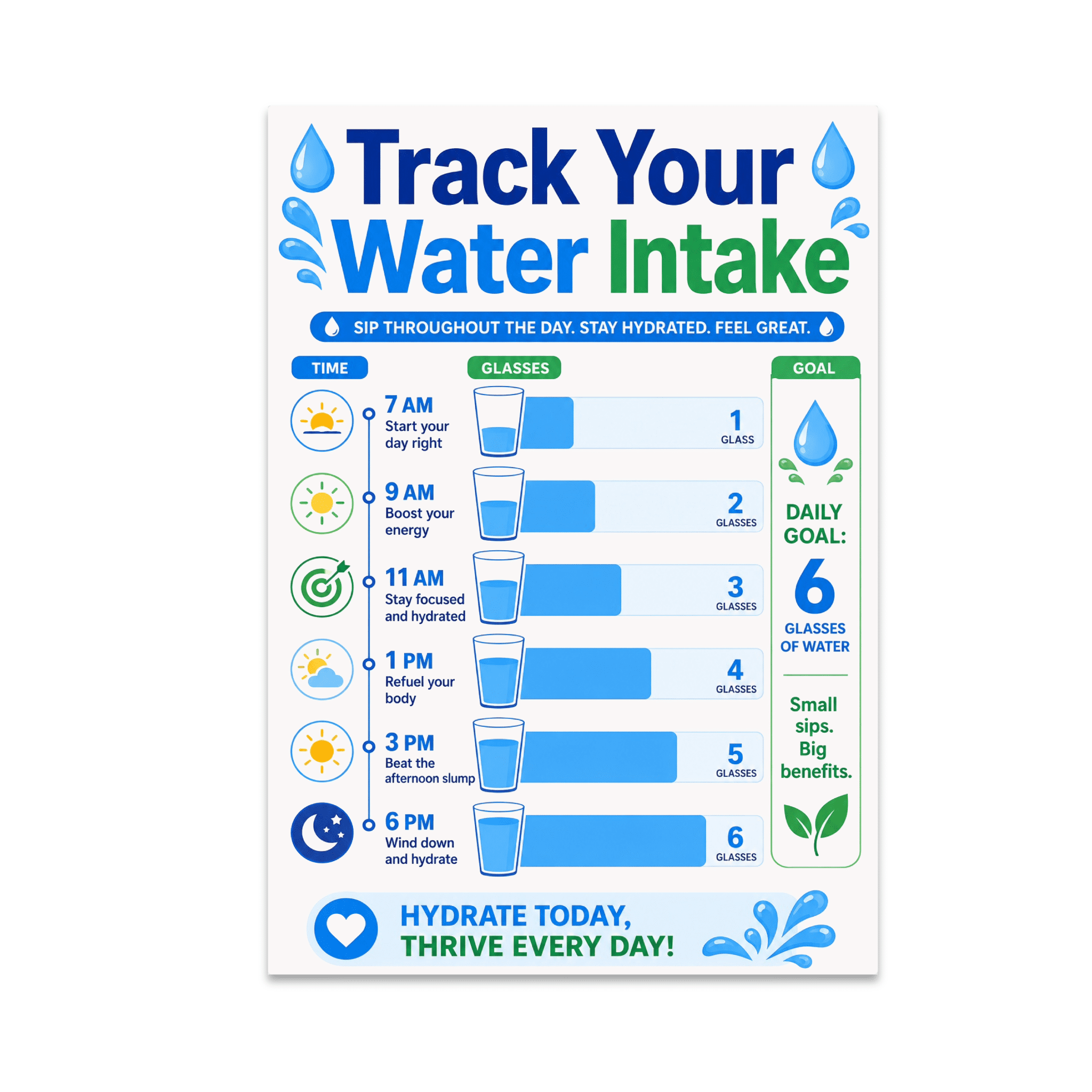 Daily Hydration Tracker Poster - Wellness Enthusiast - 13x19 Poster ...