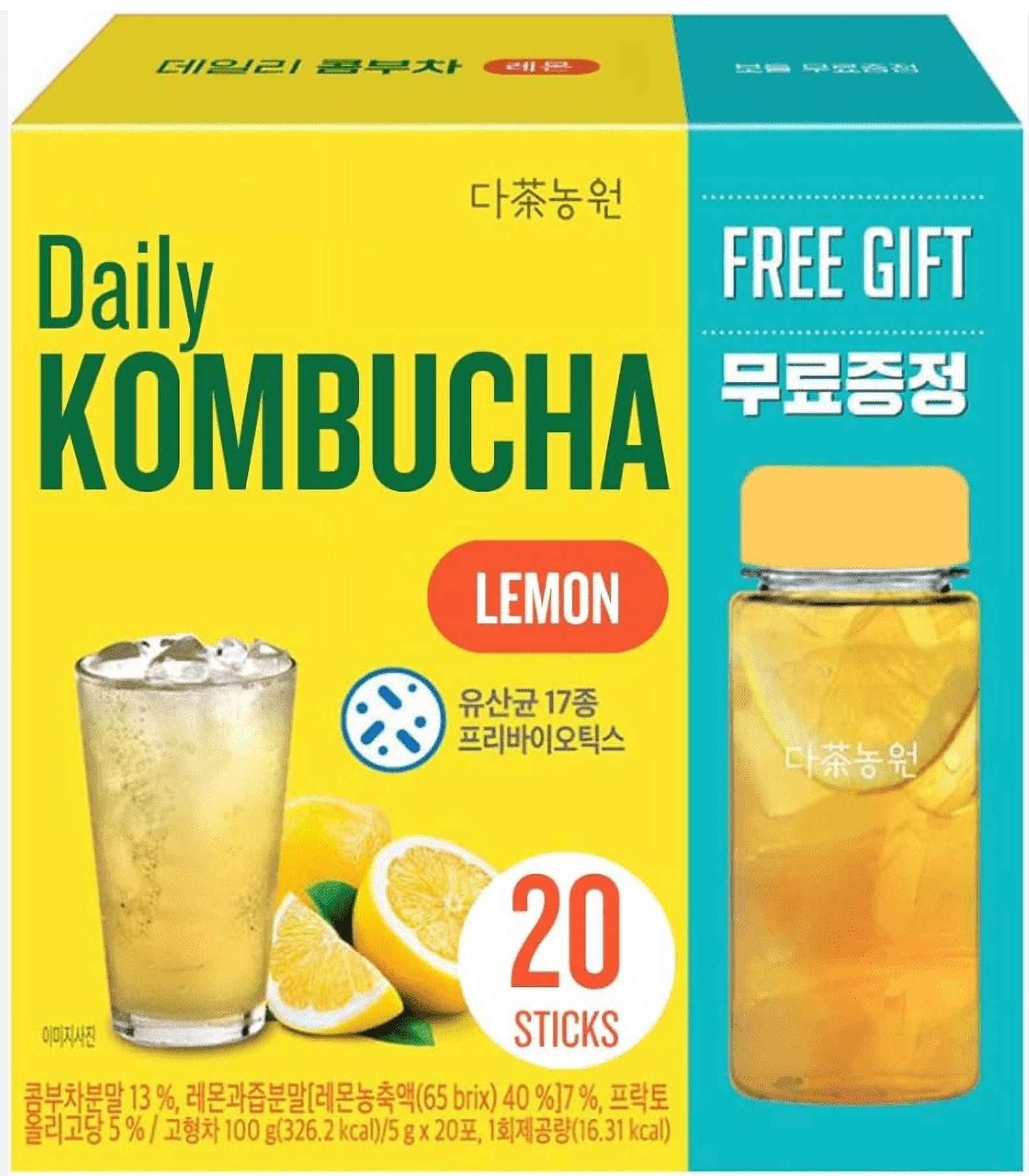 Daily Kombucha Tea Powder Lemon Flavor 20 Sticks - Walmart.com