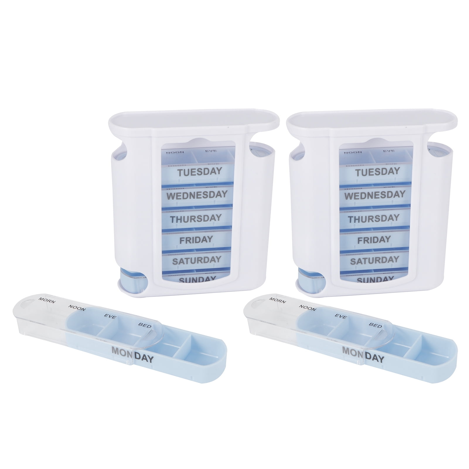 Daily Medicine Box, Color,Coded AM/PM Pill Organizer, Secure, Storage ...