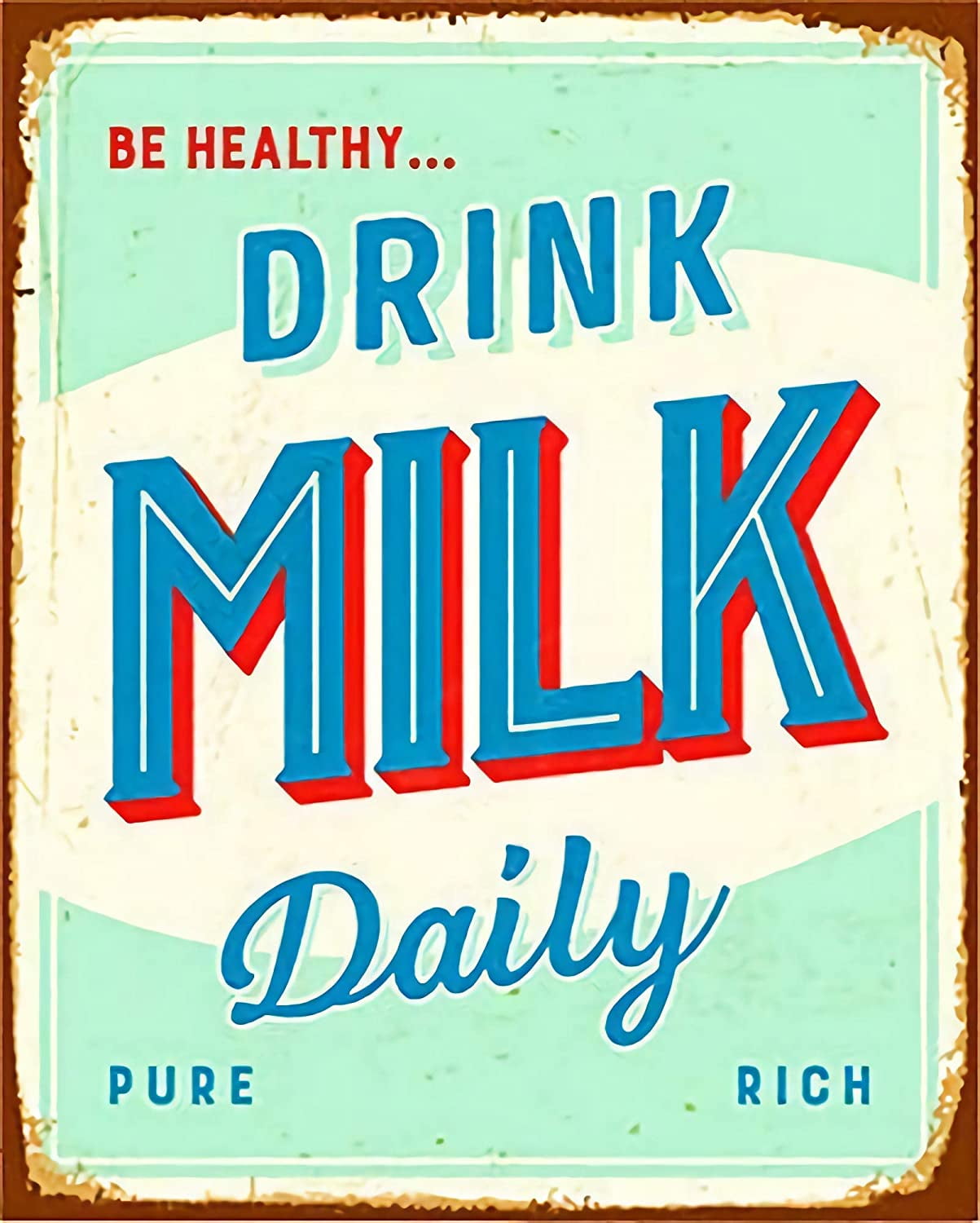 Daily Milk Tin Sign, Cafe Shop Bar Restaurant Kitchen Fast Food Classic ...