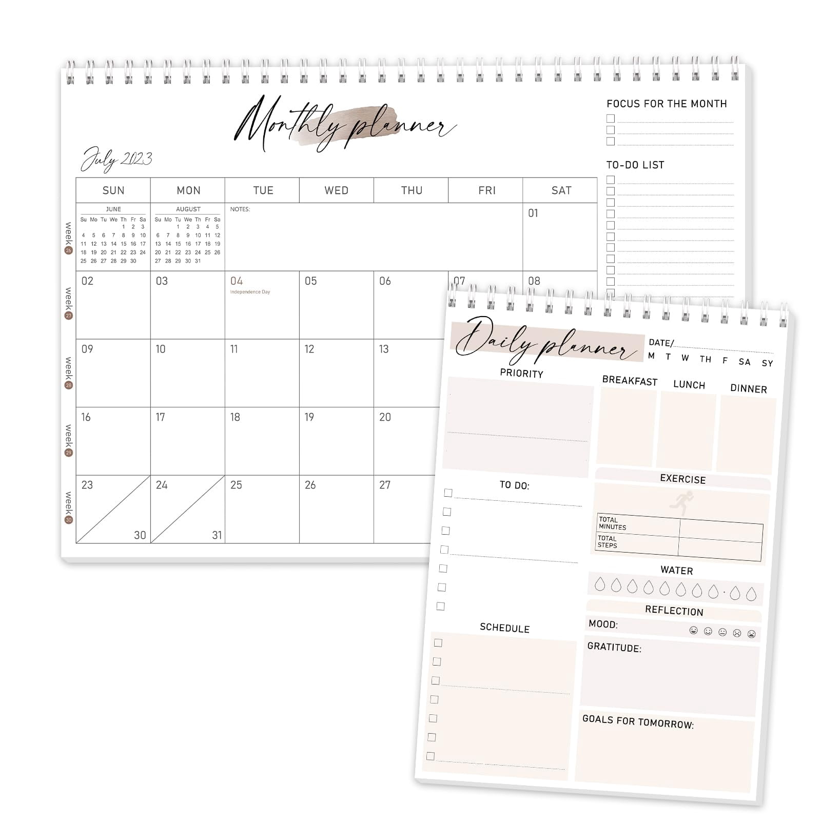 Daily Monthly Planner 2023-2024 - Desk Planner for Wall Runs from Jul ...