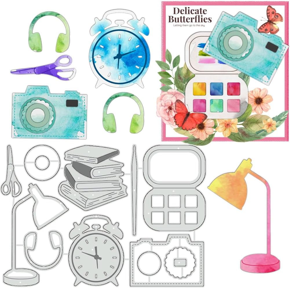 Daily Necessities Cutting Dies Embossed Template with Table Lamps Alarm ...