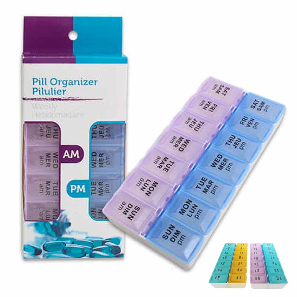 Daily Pill Box AM PM Organizer Case Medicine Storage Vitamin Tablet ...