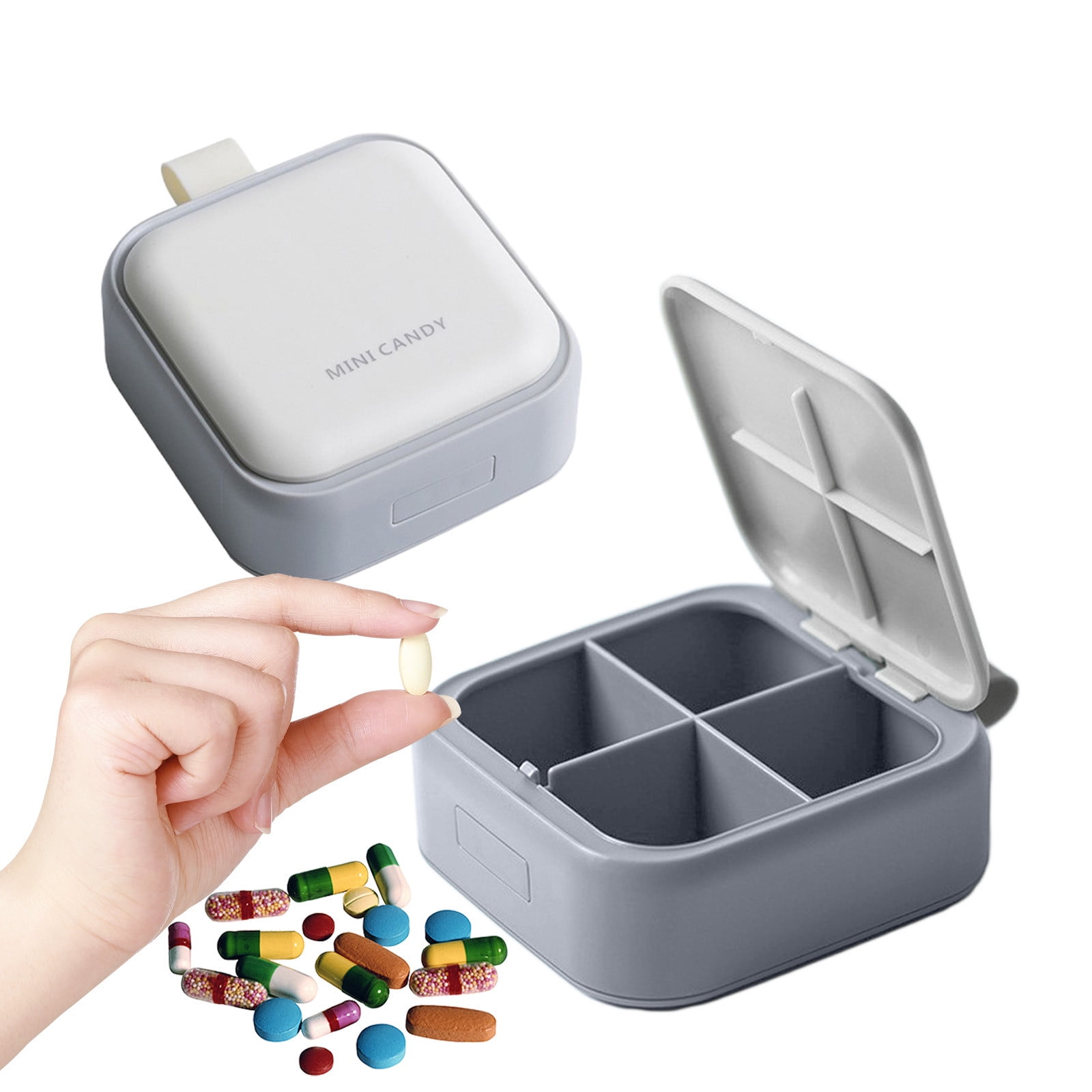Daily Pill Organizer, 8 Compartments Portable Pill Case Travel Pill ...