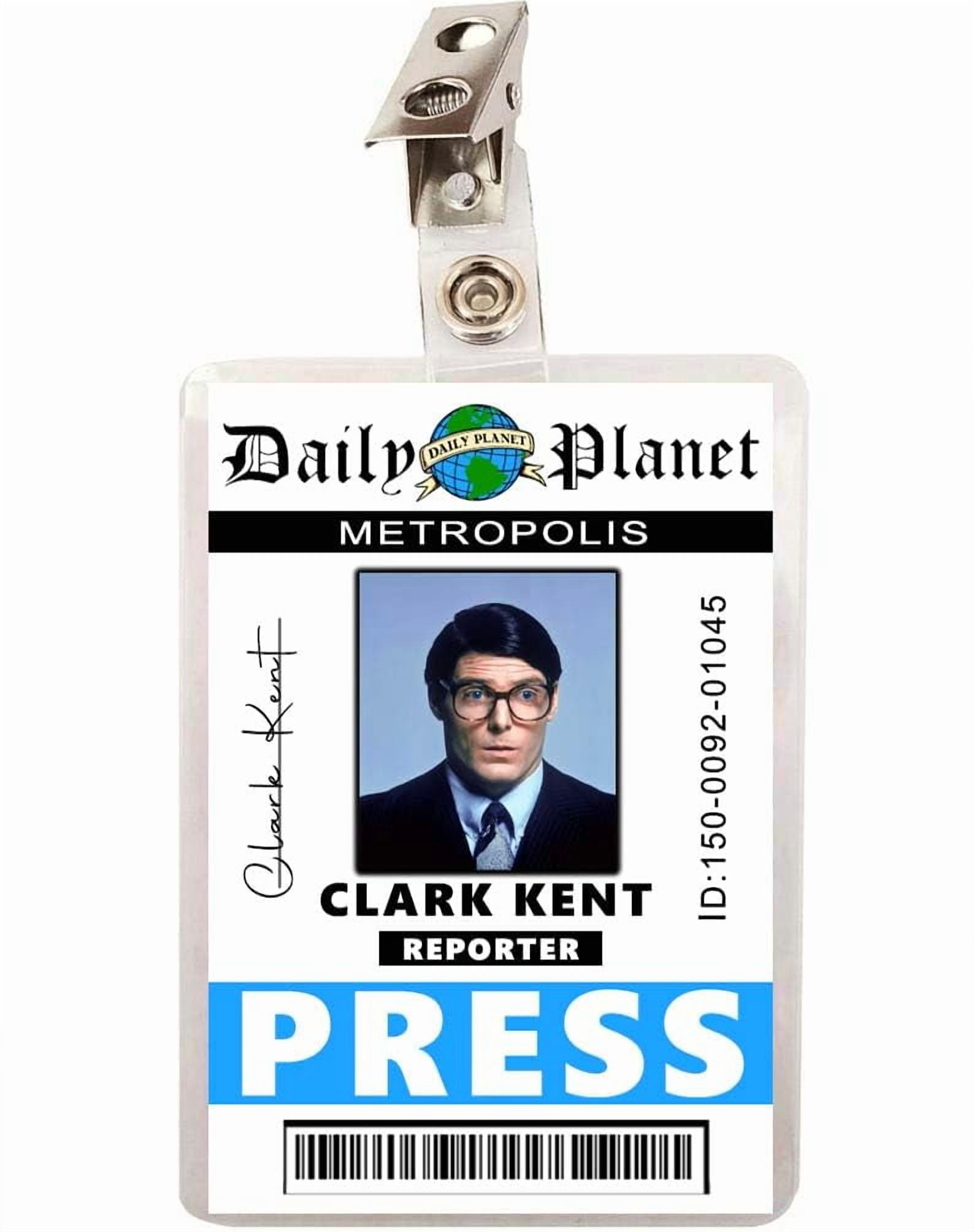 Daily Planet Clark Kent Reporter Press ID Badge Name Tag - Walmart.com