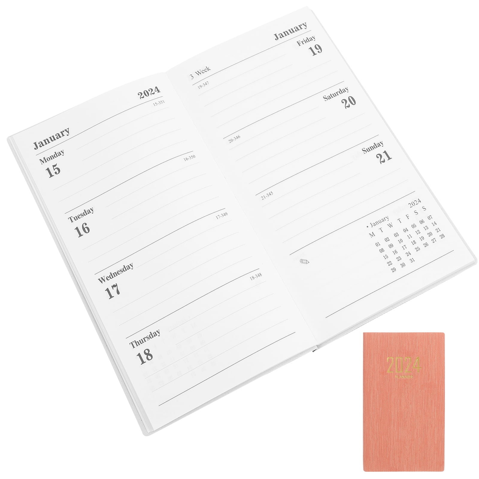 Daily Planner 2024 Planning Book Small Pocket Calendar Office Pink ...