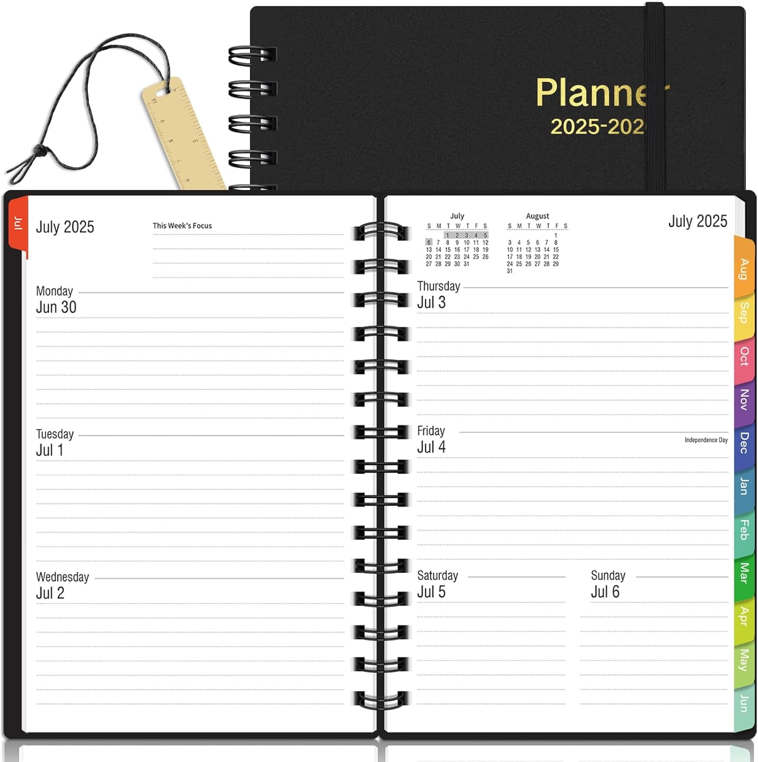 Daily Planner 2025-2026, 18 Month Planner with Tabs, July 2025 - December 2026 Weekly and ...