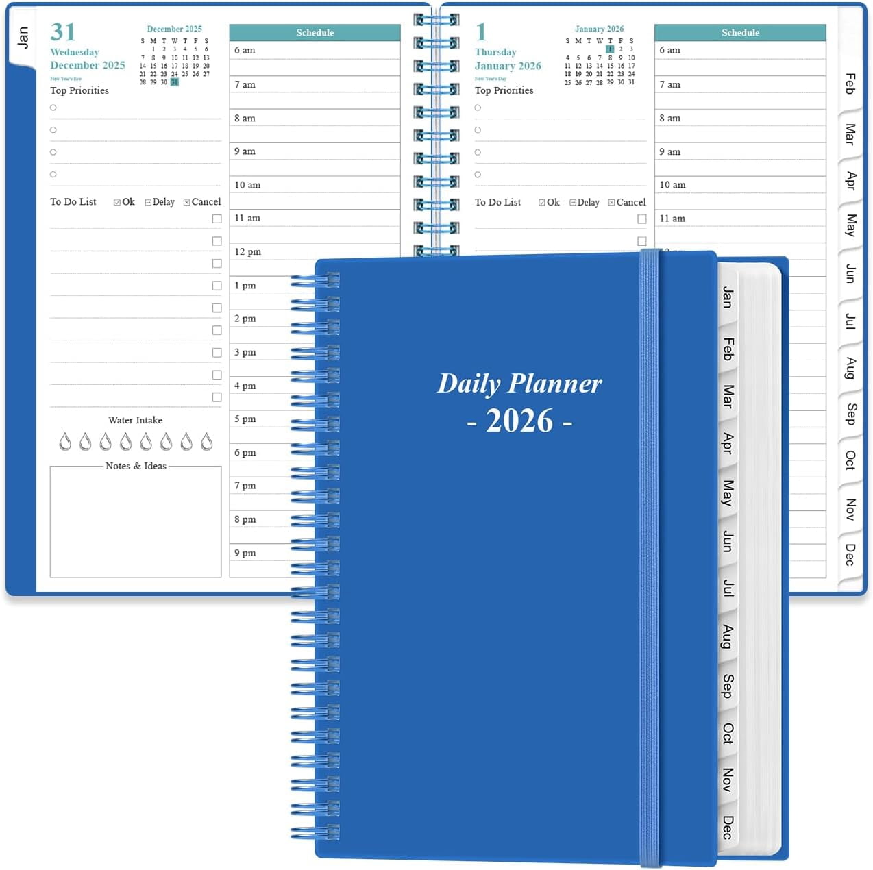 Daily Planner 2026 Full Page Per Day- 2026 Daily & Monthly Planner from January 2026 to December ...