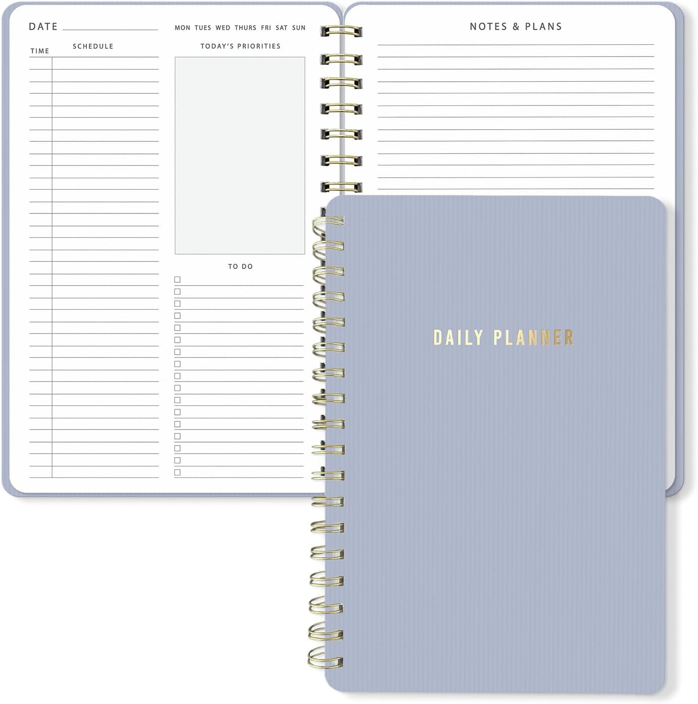 Daily Planner Notebook – Undated Two-Page Daily Layout with Hourly ...