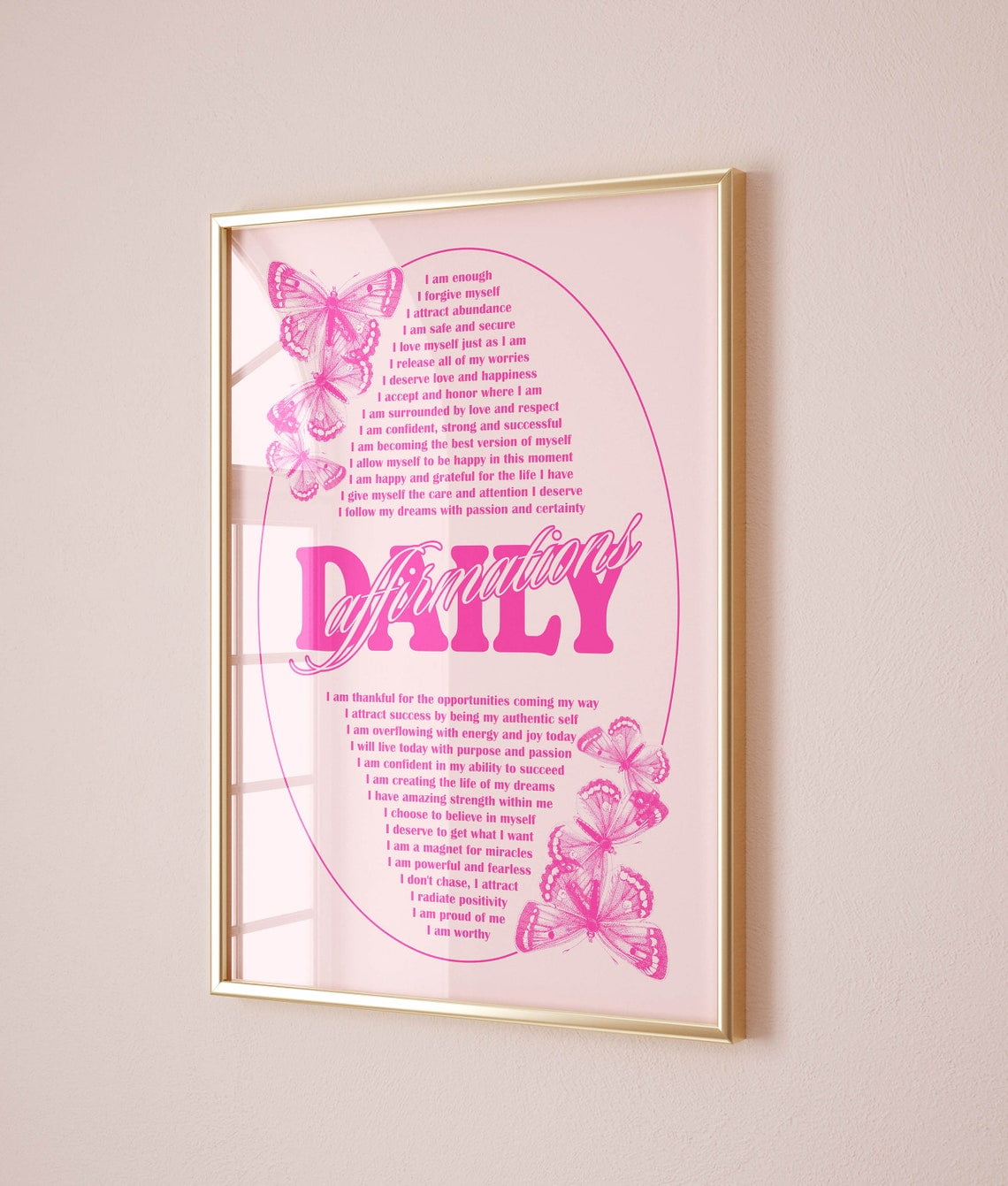 Daily Positive Affirmation Quotes Typography Poster, Words Of ...