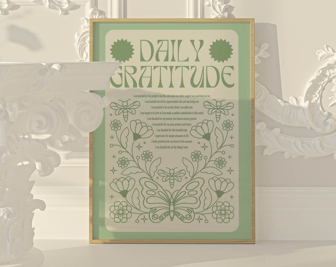 Daily Positive Affirmation Sage Green Wall Art Cool Room Decor ...