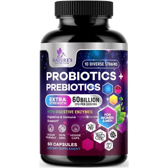 Daily Probiotics 60 Billion CFU 10 Strains Supplement Lactobacillus ...