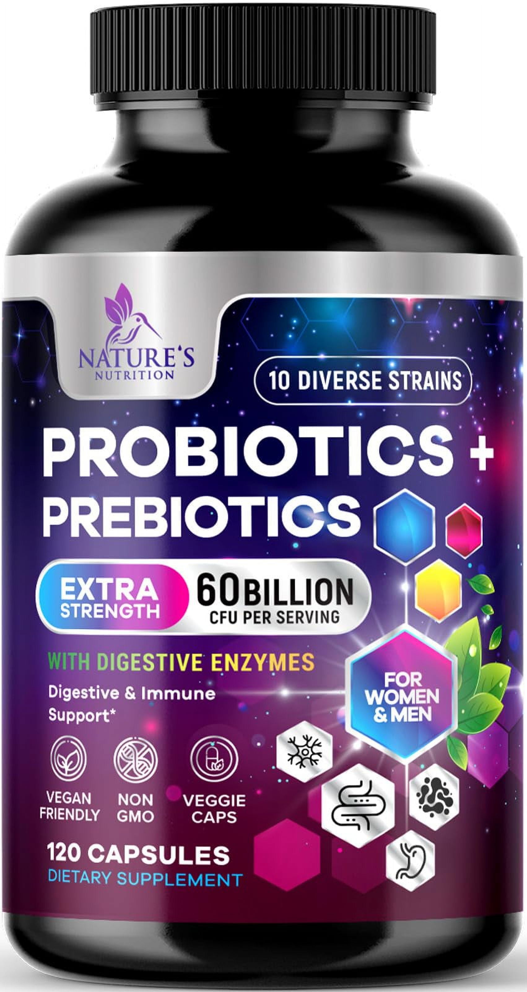 Probiotics for Women & Men 60 Billion CFU - 10 Strains with ...