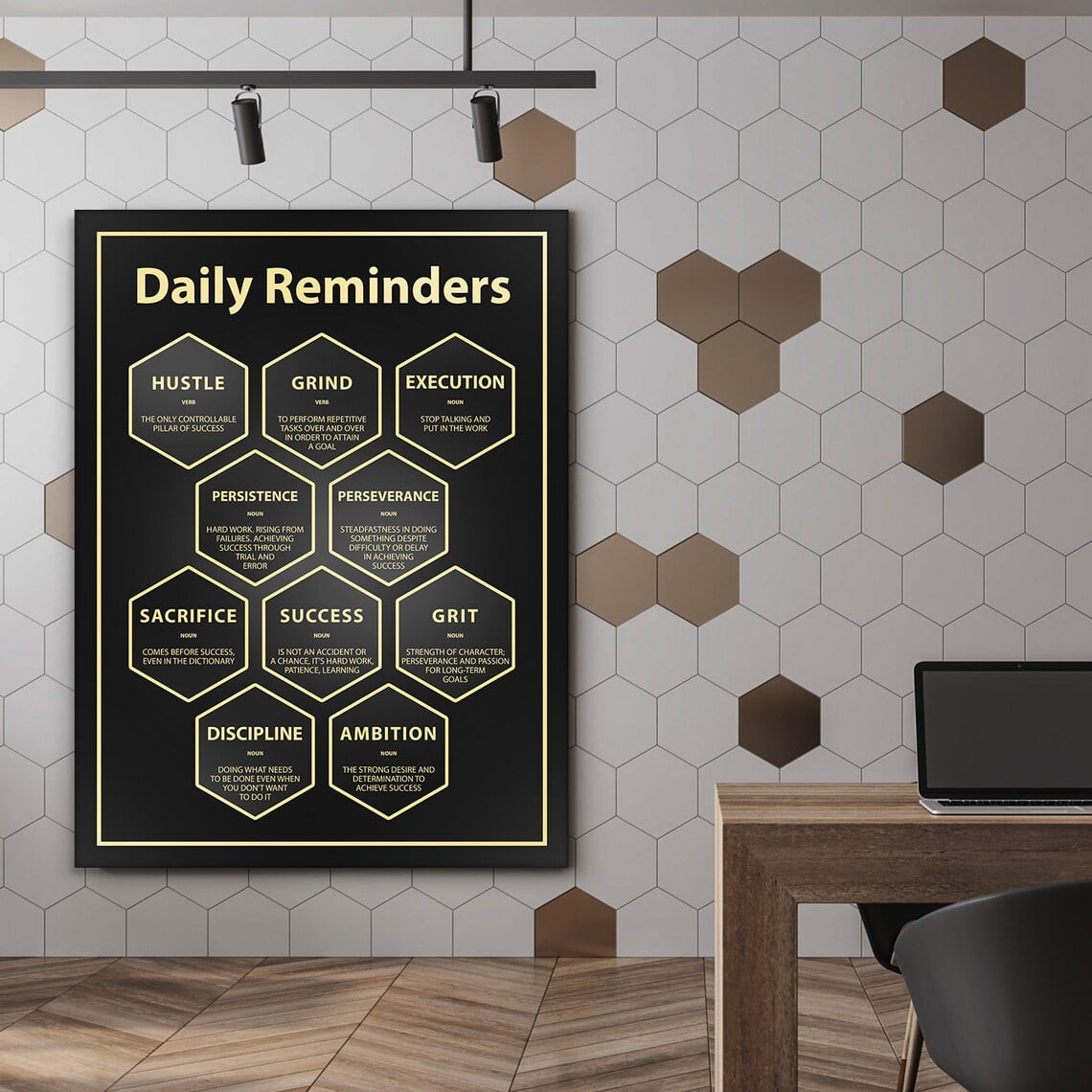 Daily Reminders Motivational Poster Modern Wall Art Office Decor Sign ...