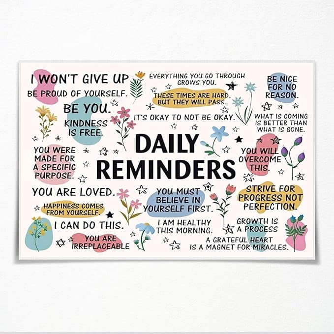 Daily Reminders Poster Inspirational 8 x 12 Metal Tin Sign - Trendy ...