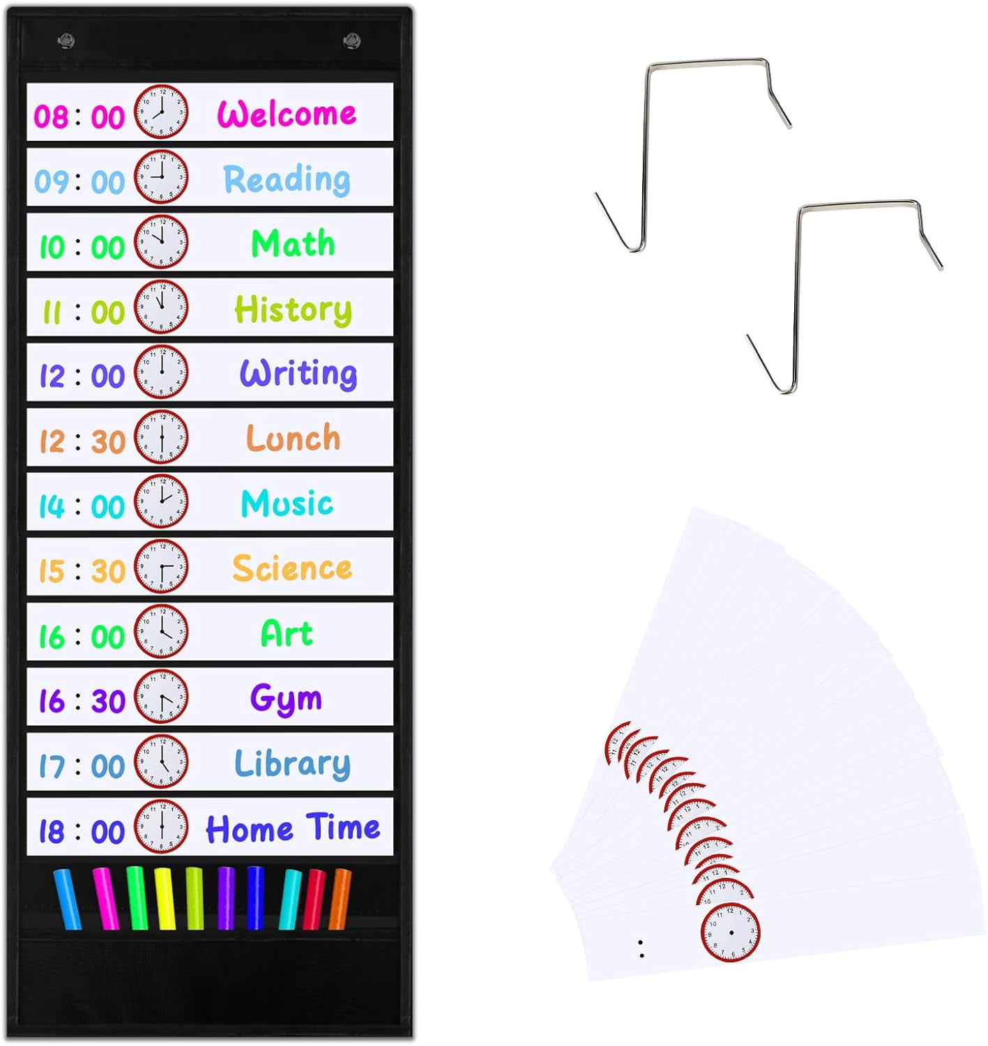 Daily Schedule Pocket Chart Black Schedule Pocket Chart for Classroom ...