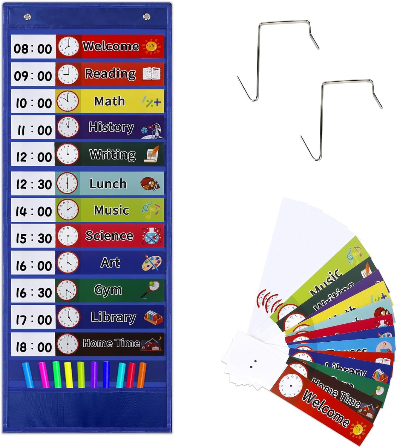 Daily Schedule Pocket Chart Blue Schedule Pocket Chart for Classroom ...