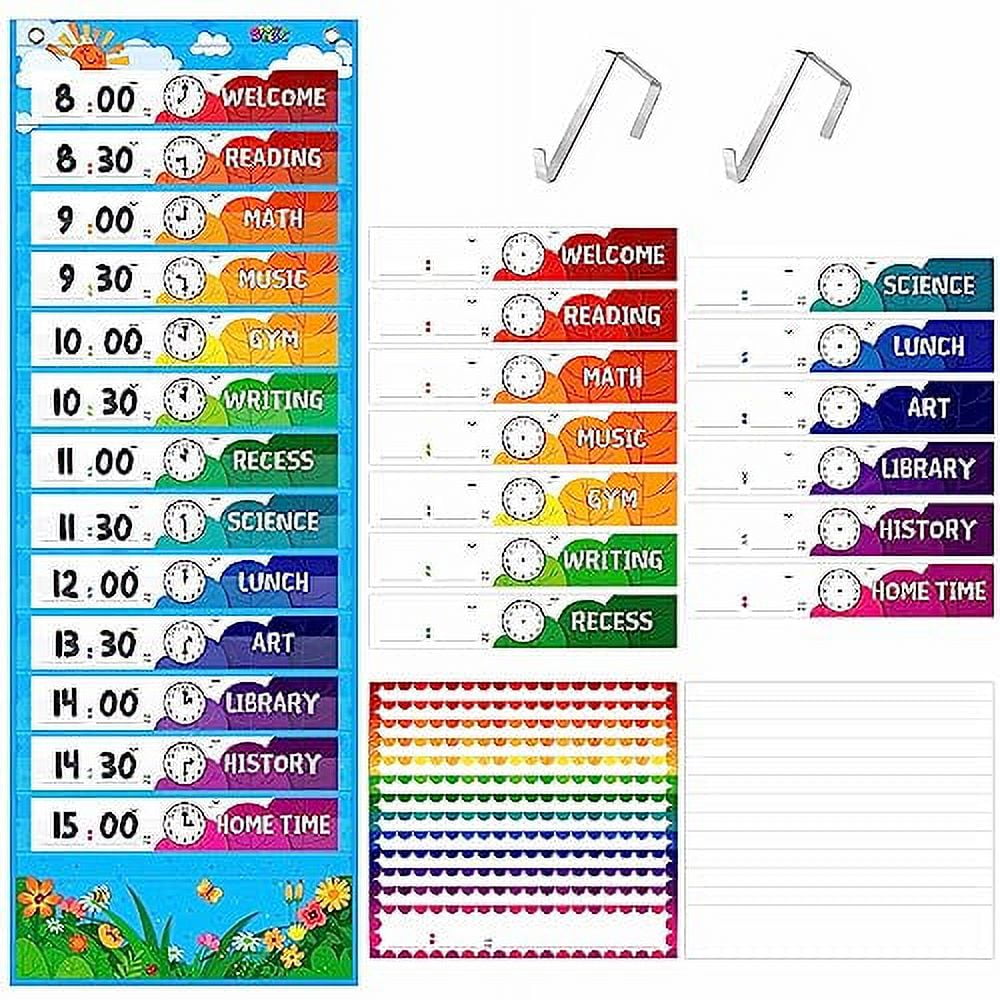 Daily Schedule Pocket Chart, Classroom Chart with 13+1 Pockets, 26 ...
