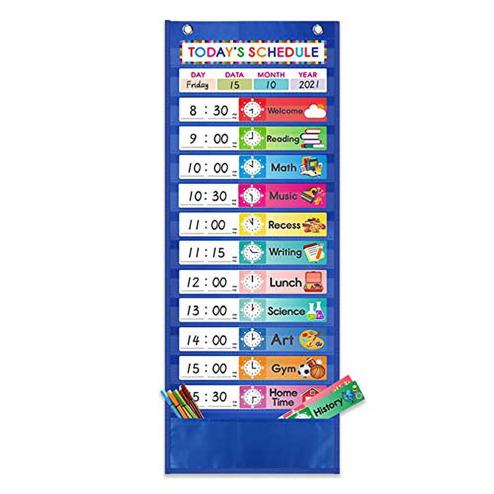 Daily Schedule Pocket Chart. Kids Schedule Pocket Chart with 15 Dry ...