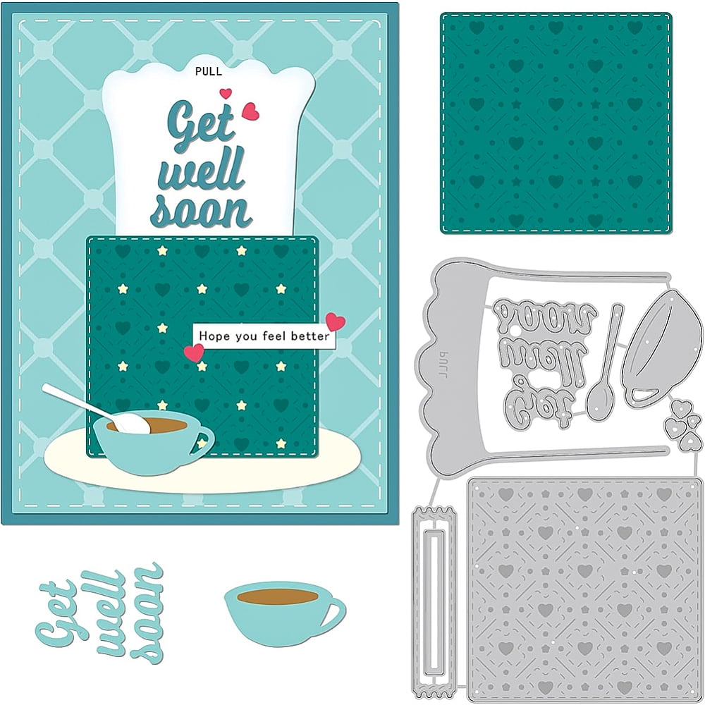 Daily Theme Cutting Dies Stencil Get Well Soon Art Word Pattern Carbon ...