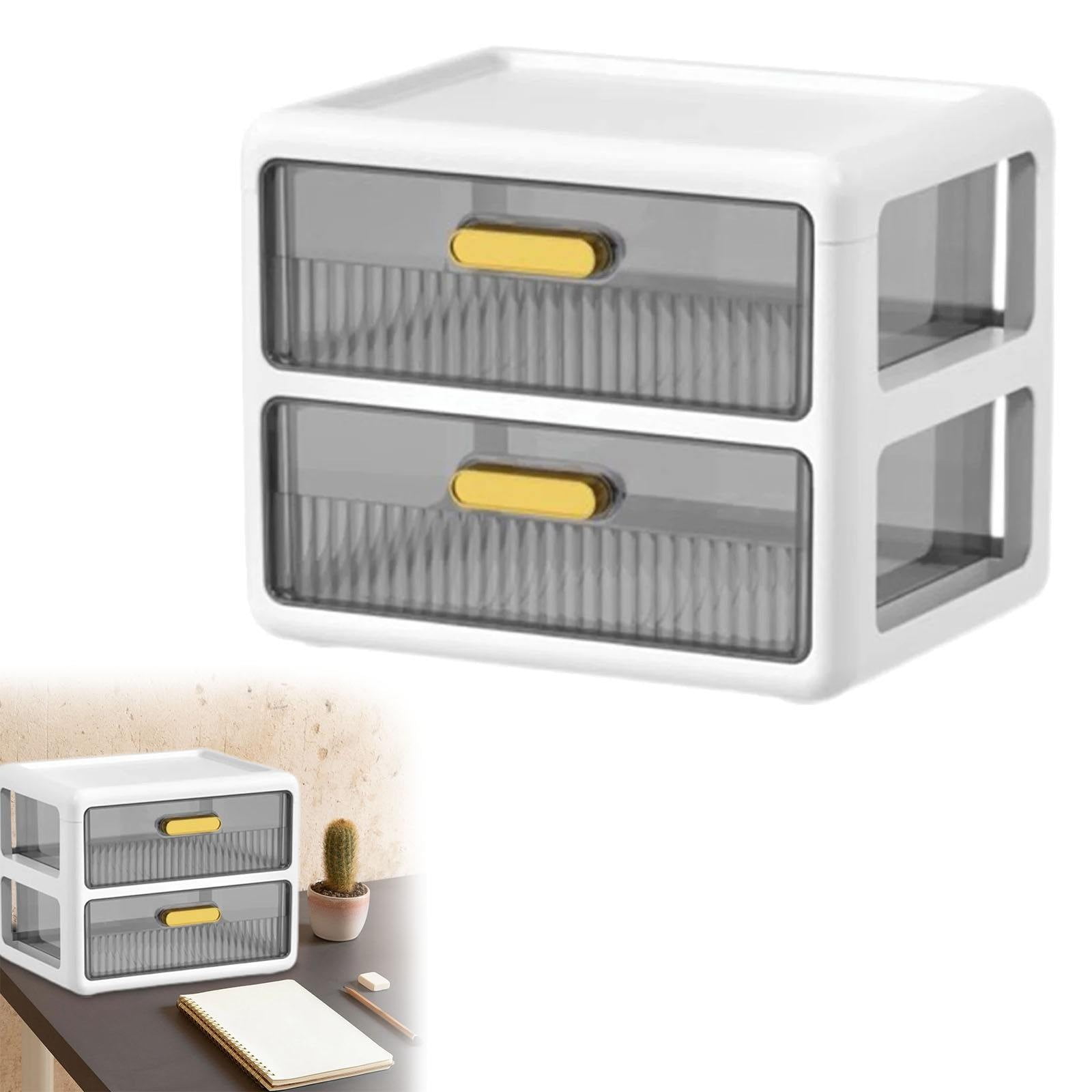 for Daily & Travel Use Desk Organizer with Drawers 2/3/4 Drawer Desktop Plastic Storage Clear ...