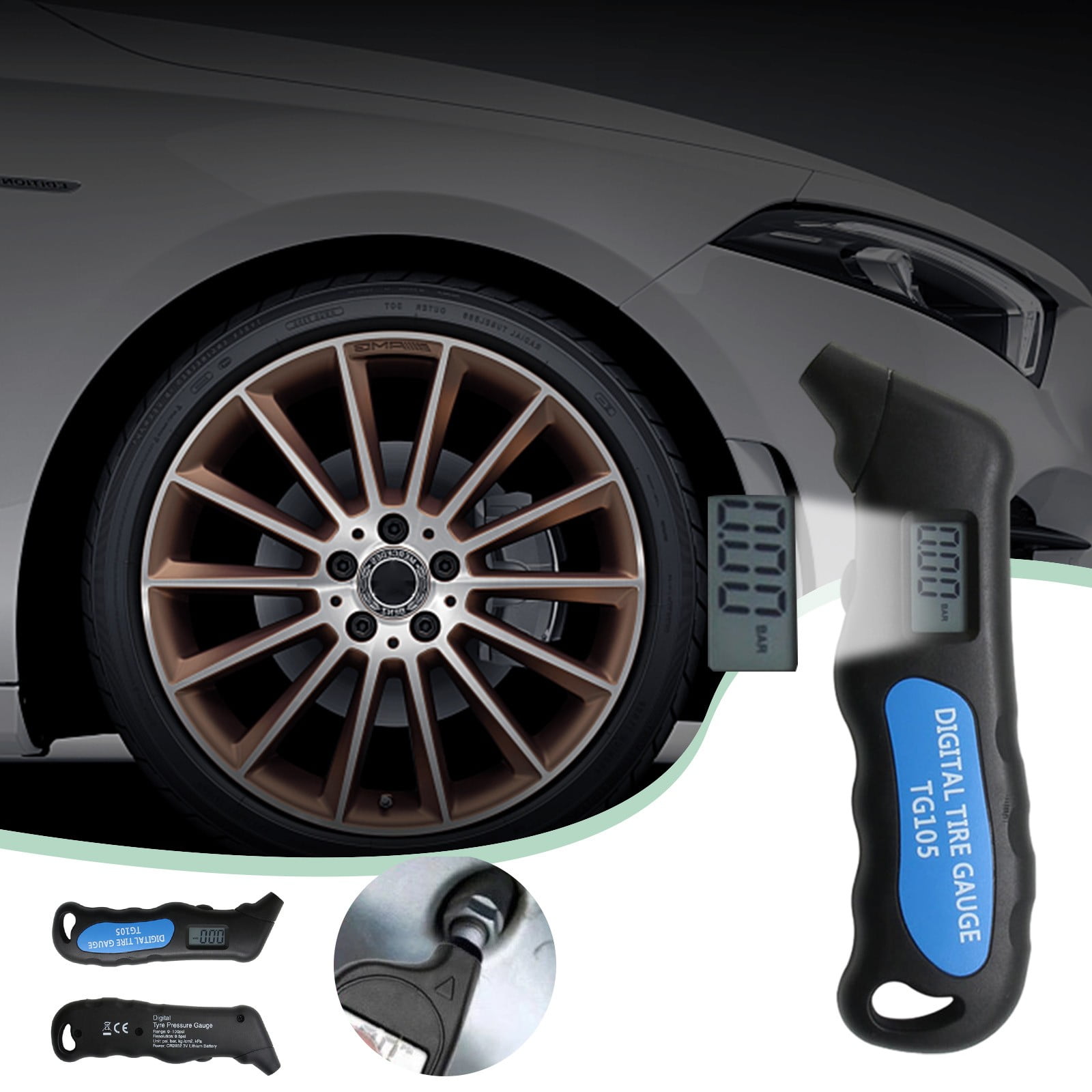 Daily Value, Tire Pressure Gauge Digital Display Multifunction Tool ...