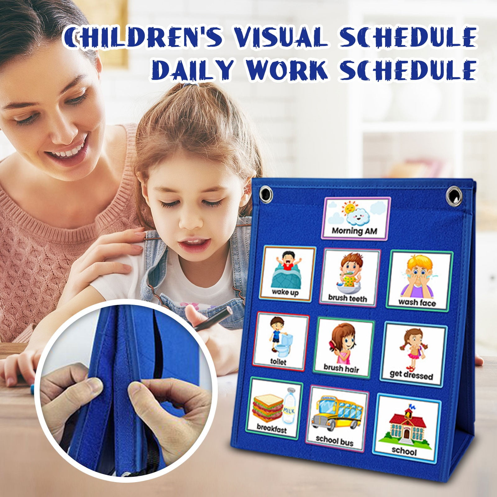 Daily Visual Schedule Pocket Chart for Kids, Classroom and Home Routine ...