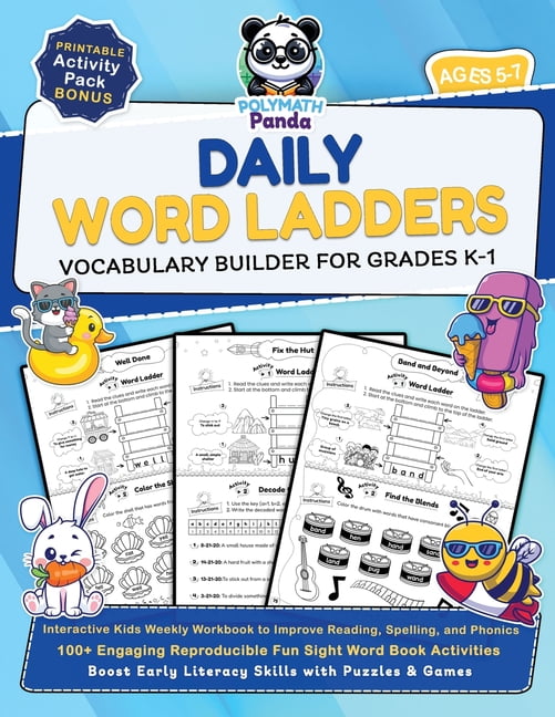 Daily Word Ladders and Vocabulary Builder for Grades K-1: Interactive ...