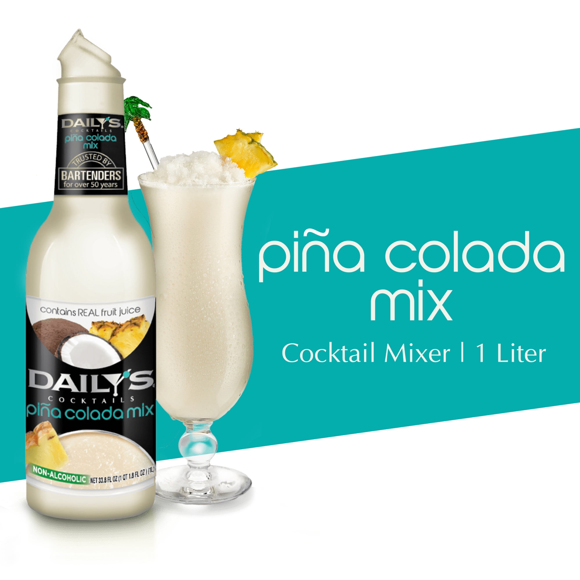 Daily's Non-Alcoholic Pina Colada & Daiquiri Cocktail Mixer, 1 Liter ...