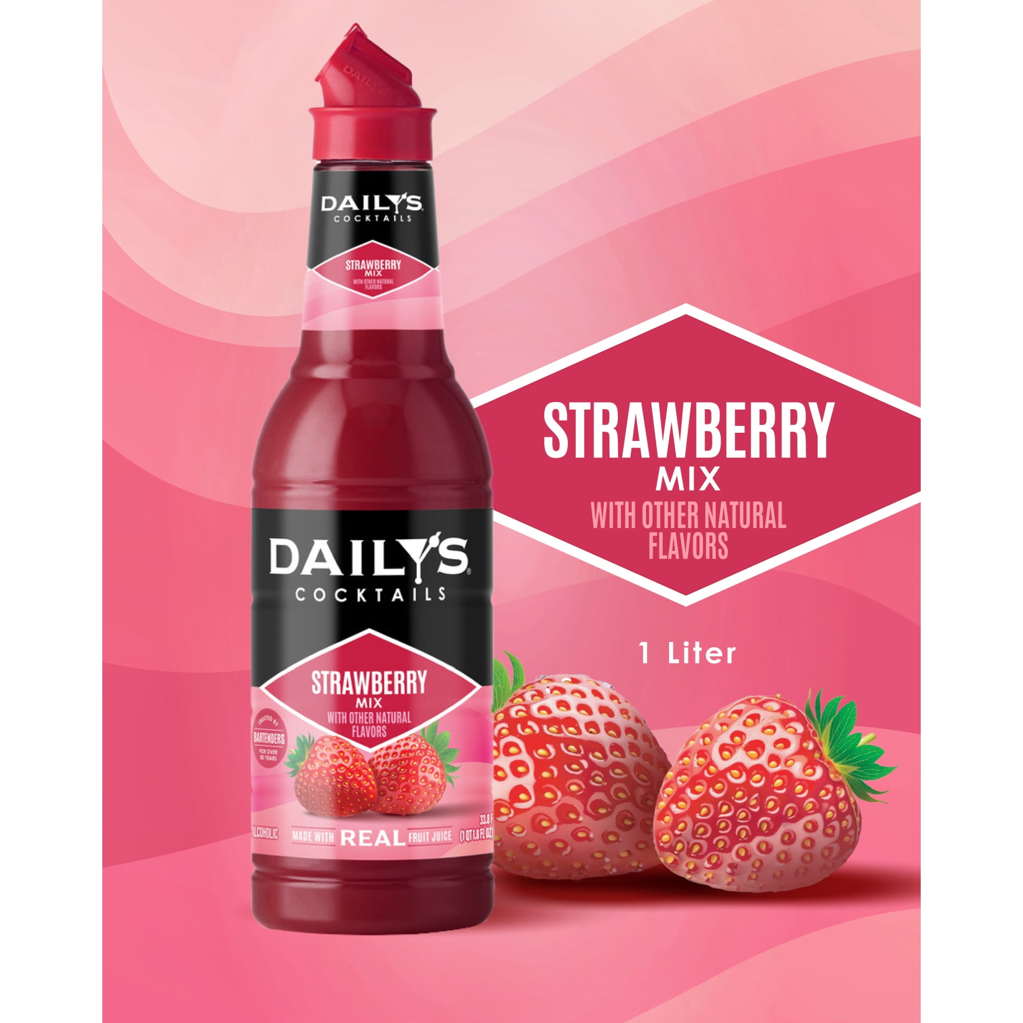 Daily's Cocktails Strawberry Mixer, Kosher, Gluten-Free, 1 L Bottle ...