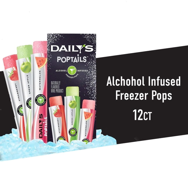 Daily's Poptails Alcohol Infused Freezer Pops Variety Pack, Strawberry ...