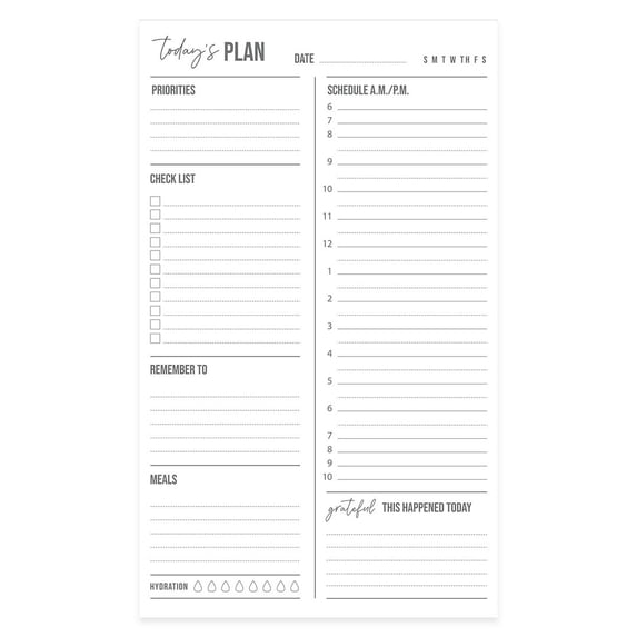 Walmart Daily Task List Sticky Notepad, 6" x 10" Schedule Reminder ...