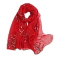 DailyChi Women Embroidery Floral Printed Chiffon Scarf Lightweight ...