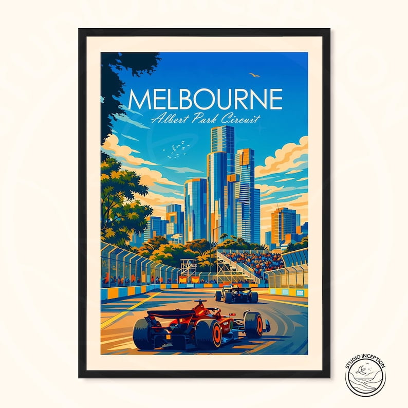 DailyMood Albert Park Circuit Melbourne Motor Racing Travel Poster Wall ...