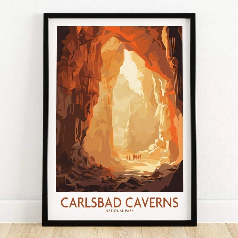 DailyMood Carlsbad Caverns Vintage Travel Poster National Park Wall Art ...