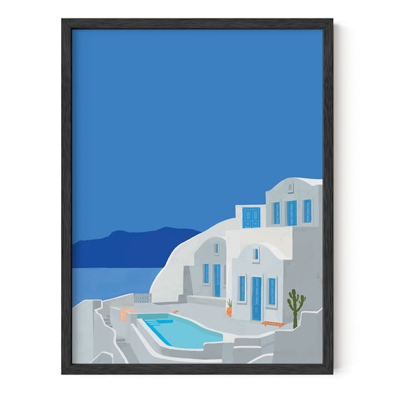 DailyMood Greece Mykonos Vintage Travel Poster Blue Beachy Aesthetic ...