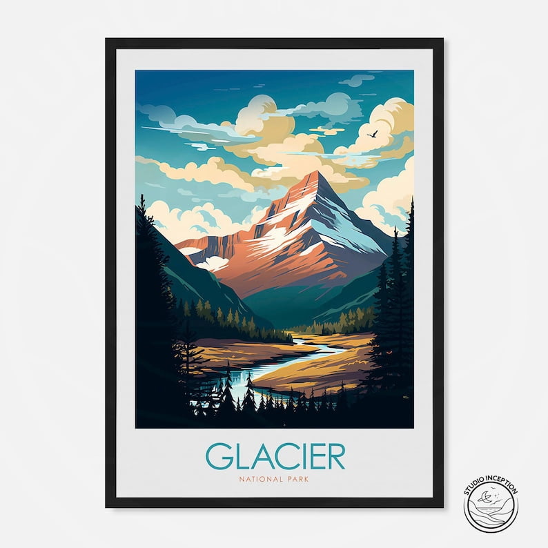 DailyMood Majestic Glacier National Park Poster Montana Travel Wall Art ...