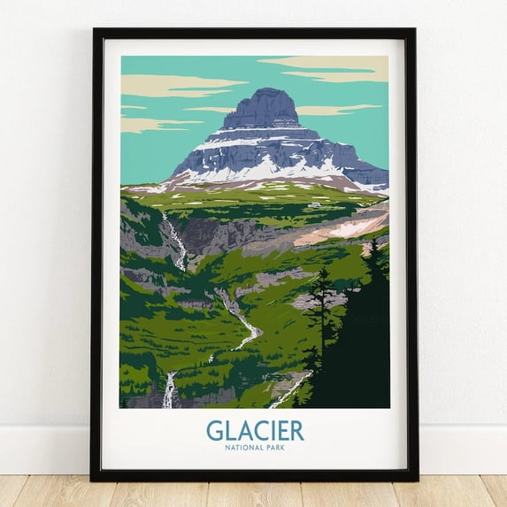 DailyMood Mountain Lake Scenic Retro Landscape Glacier National Park ...