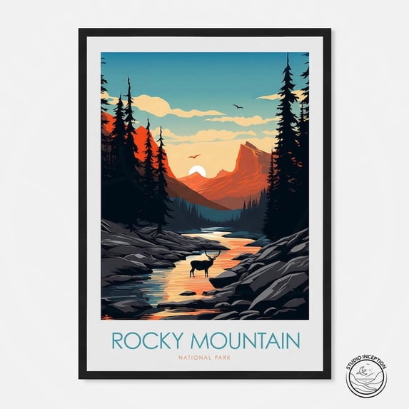 DailyMood Rocky Mountain Colorado Vintage Travel National Park Poster ...