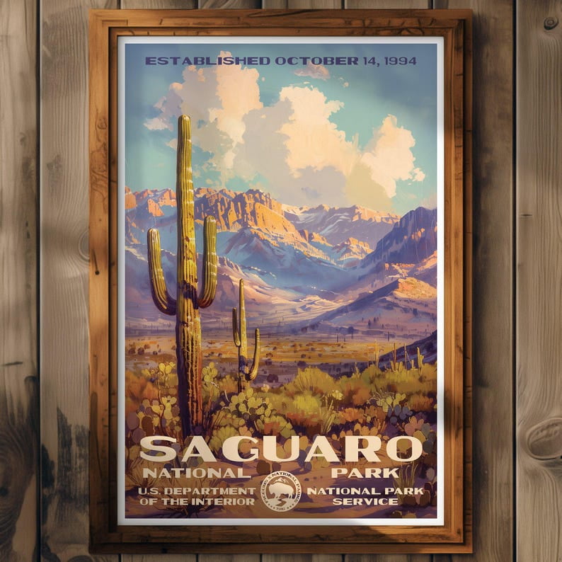 DailyMood Saguaro National Park Arizona Desert Poster Retro Travel ...