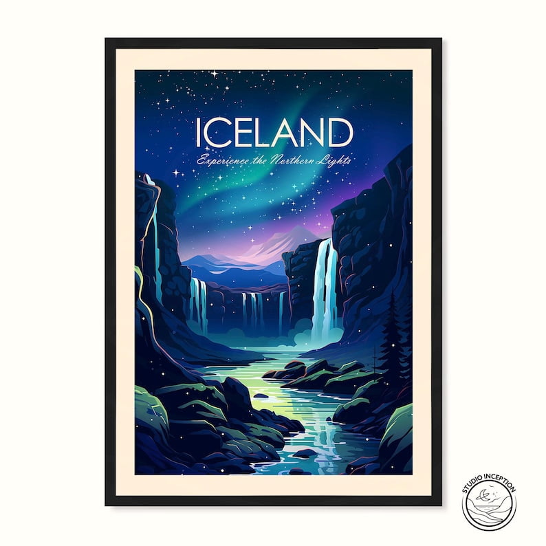 DailyMood Scenic Northern Lights Aurora Borealis Travel Poster Wall Art ...