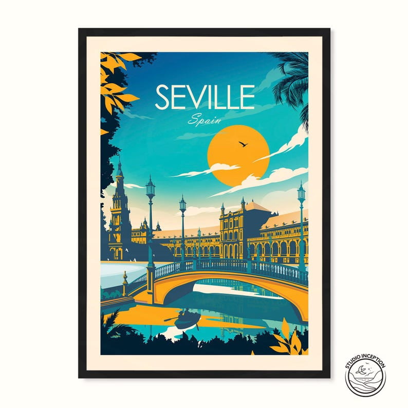 DailyMood Seville Spain Vintage Travel Poster Andalusian Architecture ...