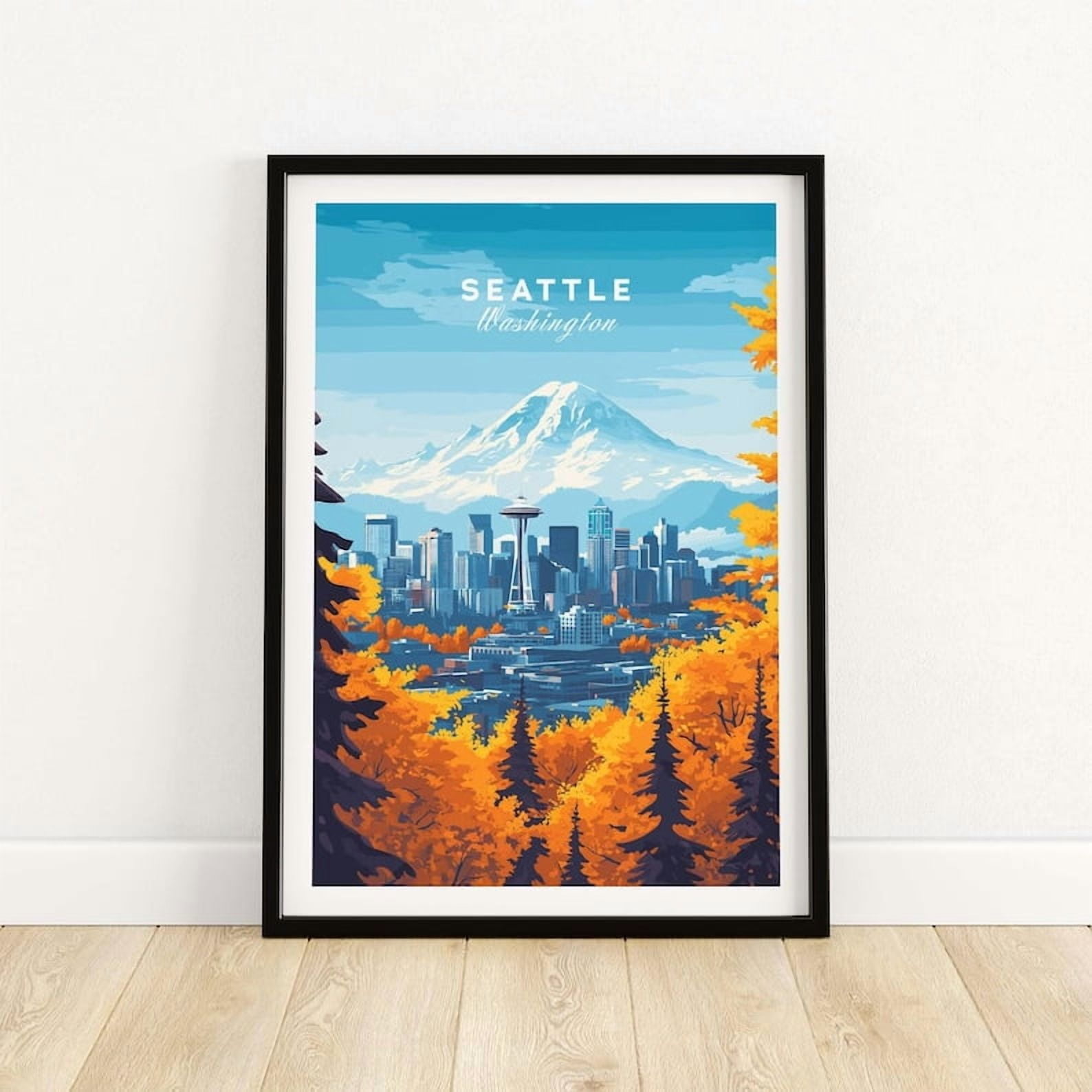 DailyMood Washington State Travel Poster Seattle Space Needle Skyline ...