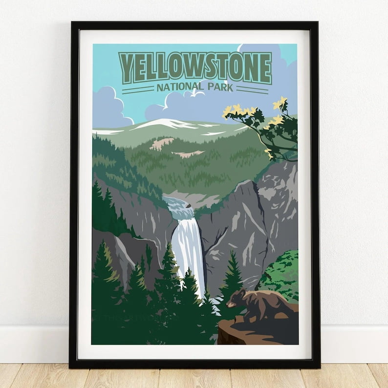 DailyMood Yellowstone National Park Vintage Wilderness Landscape Wall ...