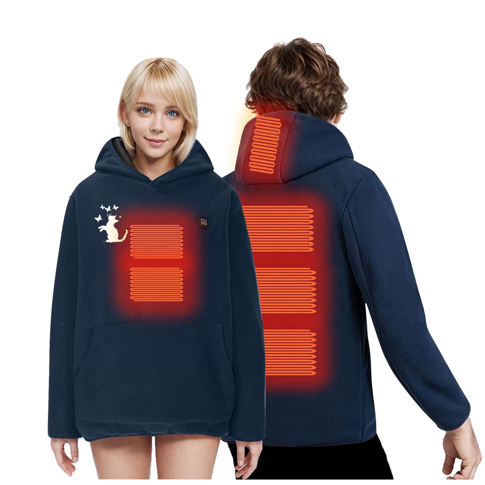 DailyTrove Men & Women's Winter Small Print Heated Hoodie, 6 - Zone ...