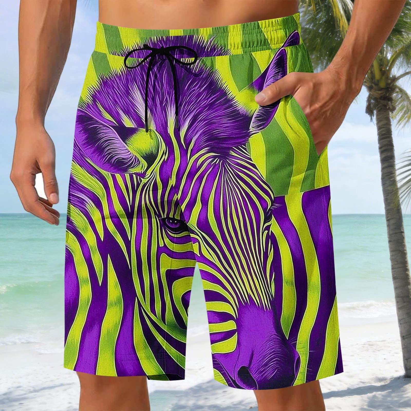 DailyTrove Men's Abstract Animal Print Swim Trunks Quick Dry Elastic ...