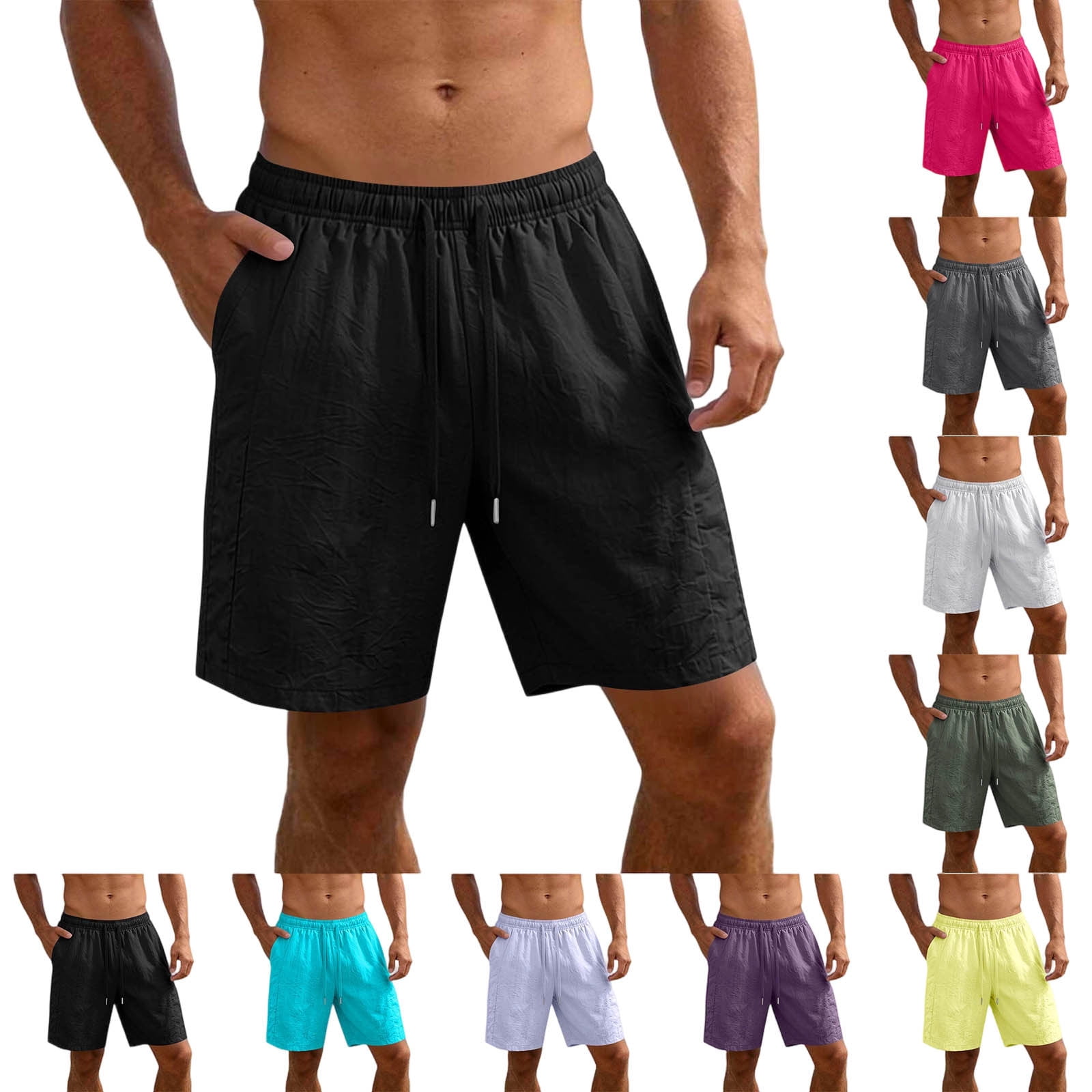 DailyTrove Men's Quick Dry Swim Trunks, Elastic Waist Board Shorts with ...