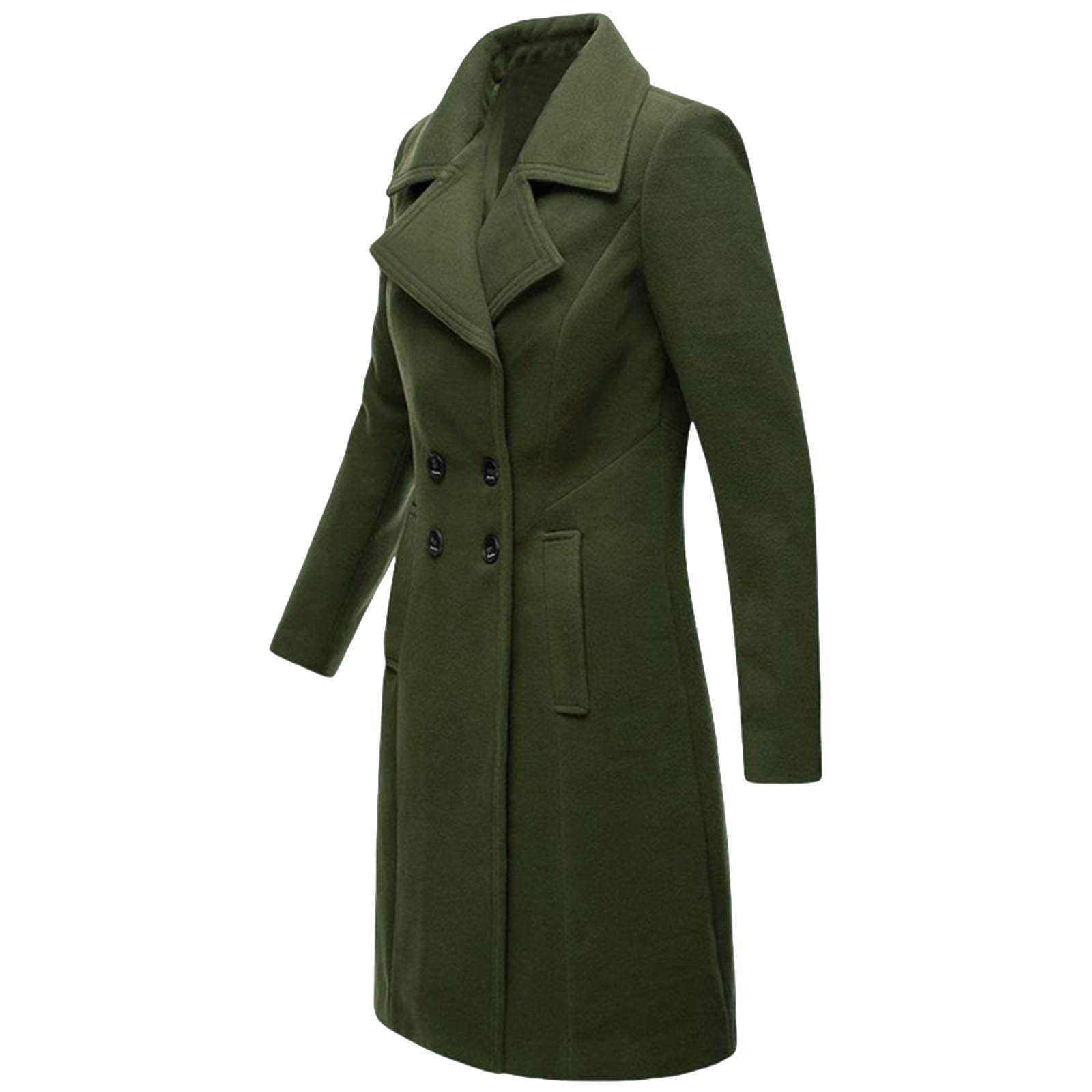 DailyTrove Women's Belted Wool-Blend Trench Coat, Elegant Outerwear for ...