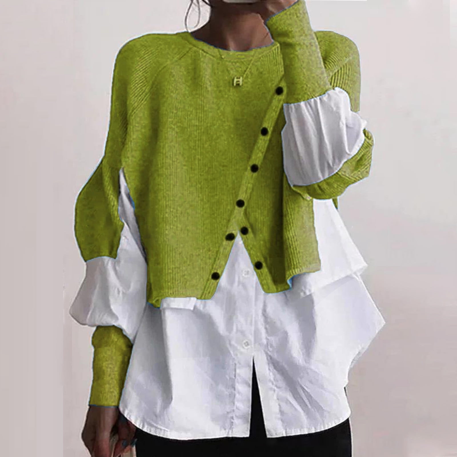 DailyTrove Women's Color Block Knit Cardigan, Long Sleeve, Casual ...