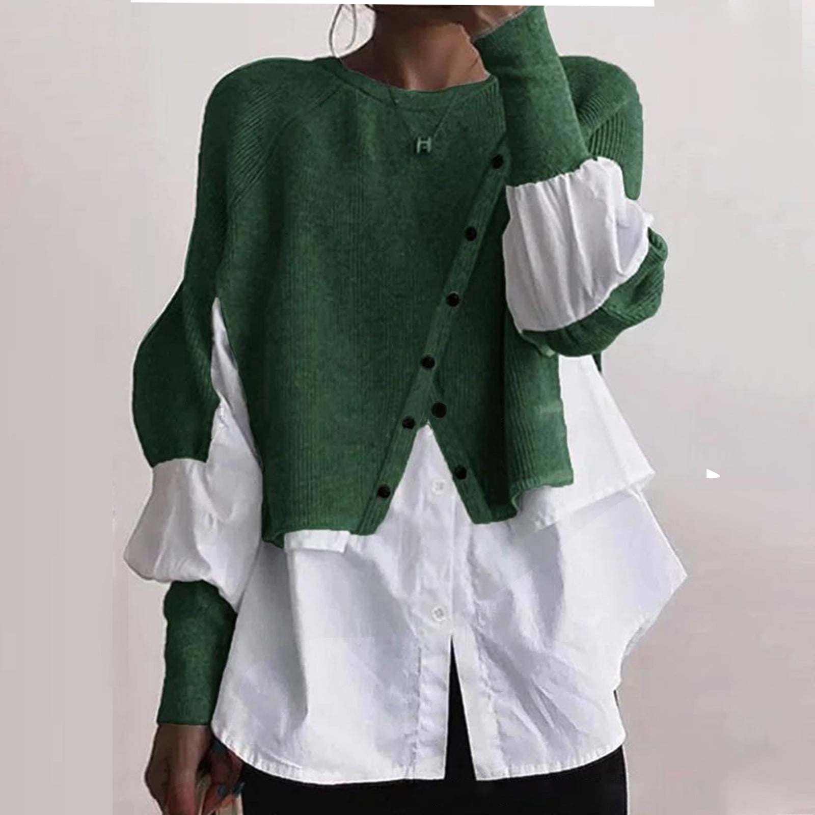 DailyTrove Women's Color Block Knit Cardigan, Long Sleeve, Casual ...